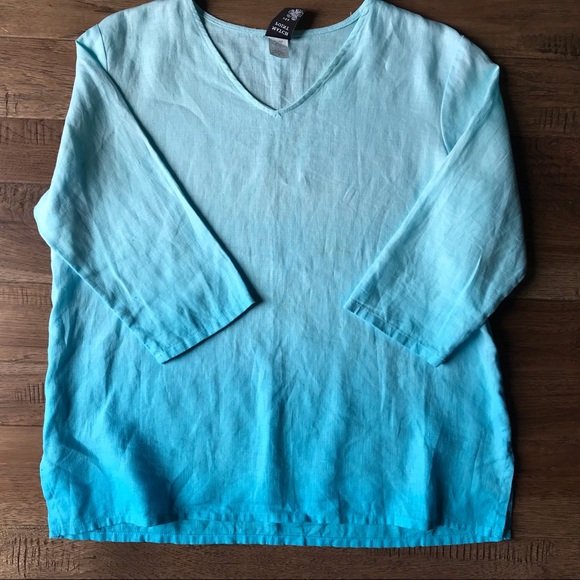 Match point | Tops | Match Point Linen Turquoise Ombr Top Medium | Poshmark